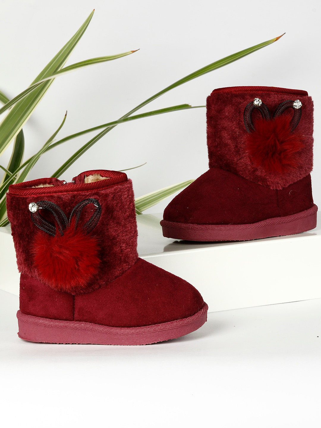 Buy PASSION PETALS Girls Red Suede Flat Boots - Casual Shoes for Girls ...