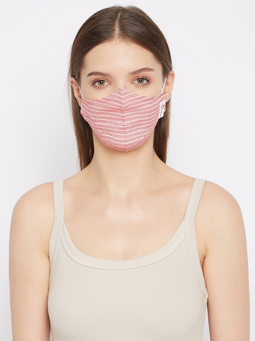 Buy Imfashini Women Red & White Striped 2 Ply Reusable Cotton Cloth ...