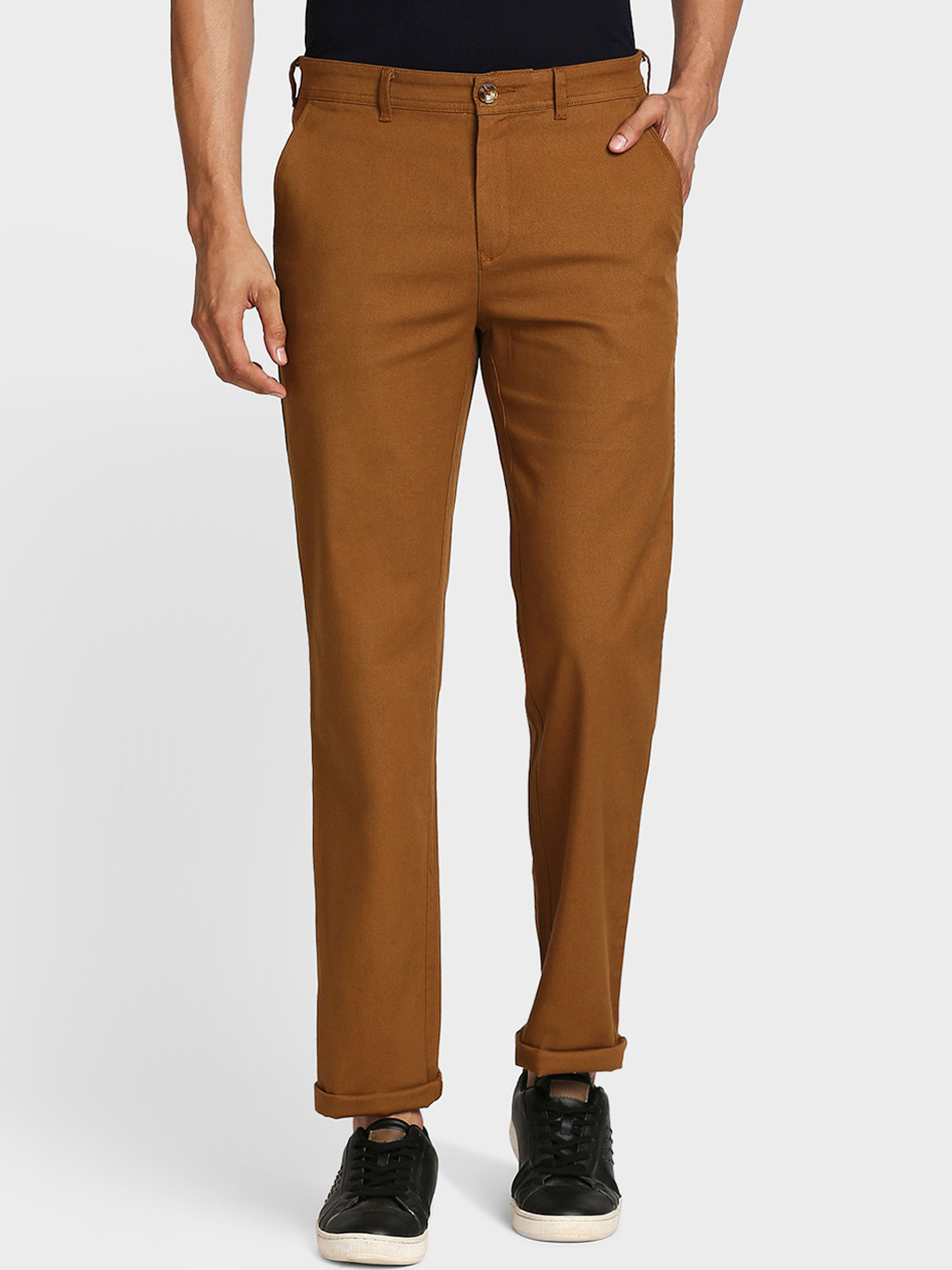 Buy ColorPlus Men Brown Solid Regular Trousers - Trousers for Men ...