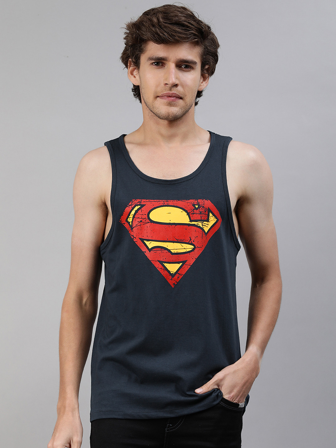 Buy The Souled Store Men Blue & Red Superman Printed Printed Tank ...
