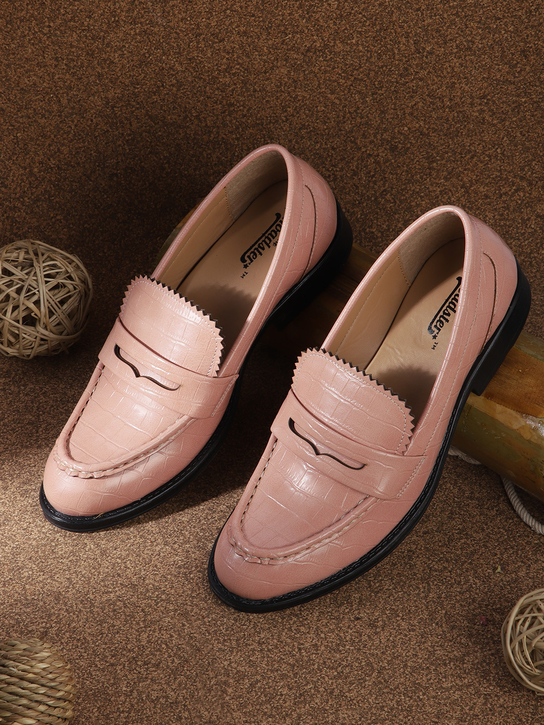 Buy Roadster Women Dusty Rose Pink Croc Textured Loafers - Casual Shoes ...
