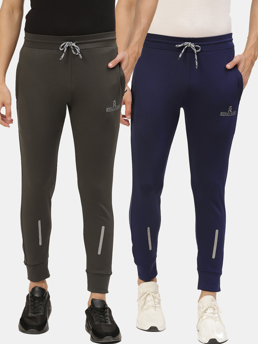 Buy ROMEO ROSSI Men Pack Of 2 Solid Slim Fit Joggers - Track Pants for Men 16006798 | Myntra
