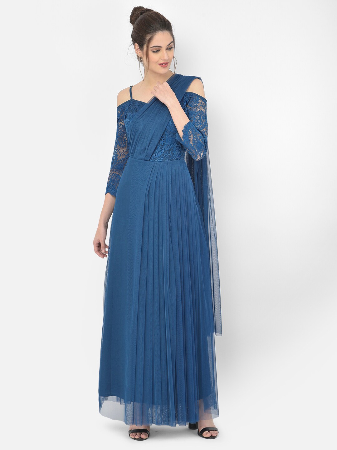 Buy Eavan Teal Lace Maxi Dress Dresses For Women 16008304 Myntra