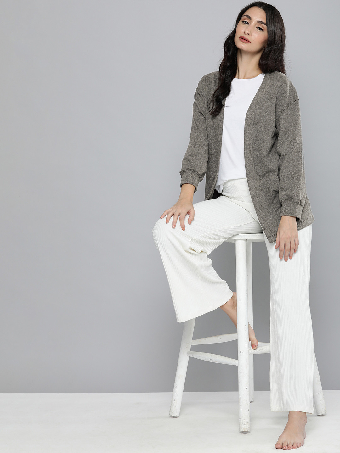 Buy Chemistry Women Grey French Terry Shrug - Shrug for Women 16010158 ...