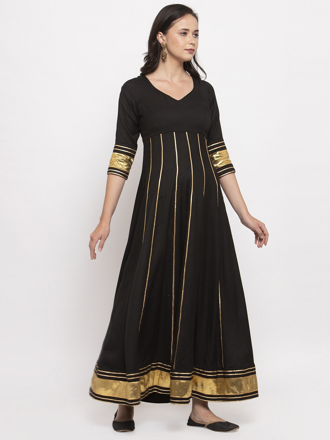 Buy DUGRI BE THE ONE Black Ethnic Maxi Dress - Ethnic Dresses for Women ...
