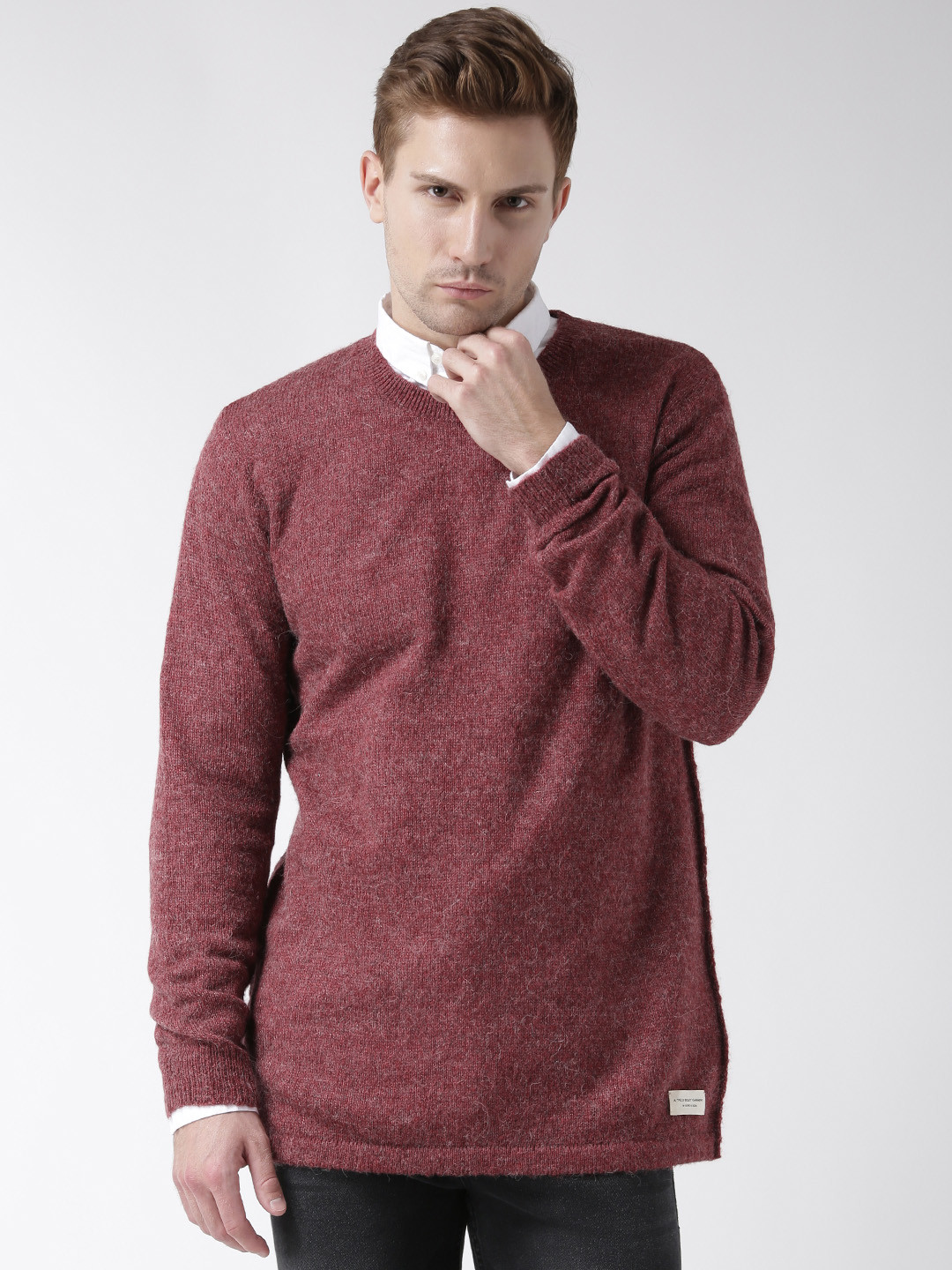 Buy Scotch & Soda Men Maroon Long Fit Sweater - Sweaters for Men ...