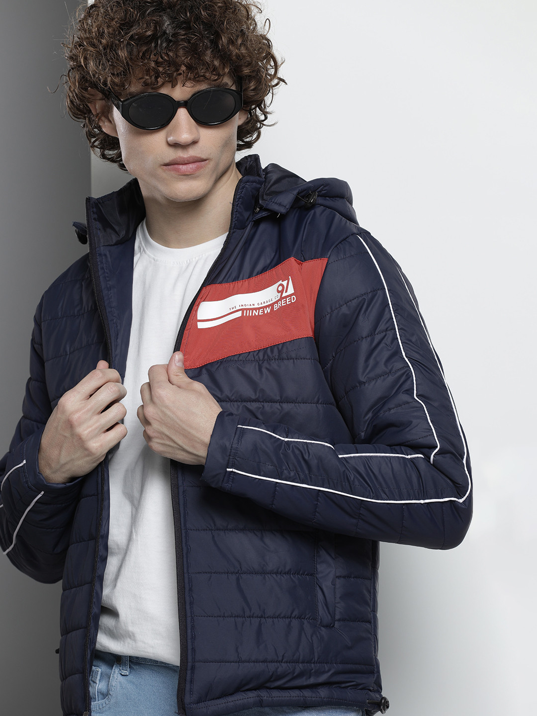 Buy The Indian Garage Co Slim Fit Zip Front Puffer Jacket With ...