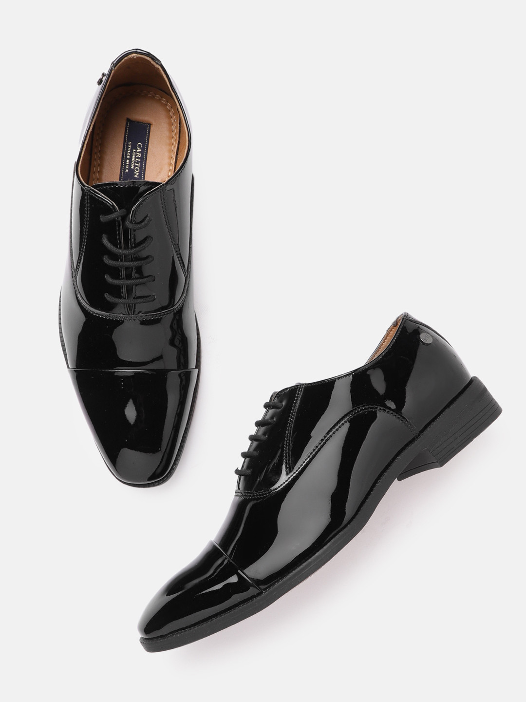 Buy Carlton London Men Black Solid Formal Oxfords - Formal Shoes for ...