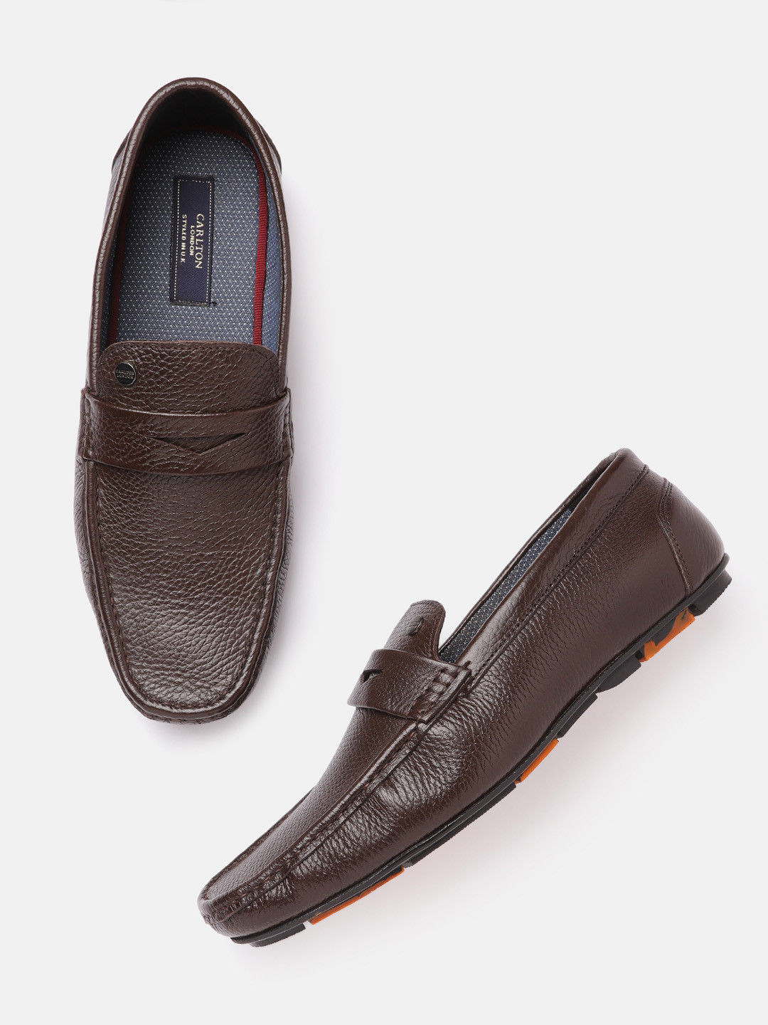 Buy Carlton London Men Brown Textured Loafers - Formal Shoes for Men ...