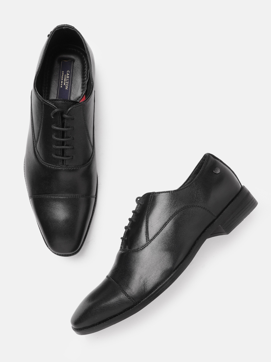 Buy Carlton London Men Black Solid Formal Oxfords - Formal Shoes for ...