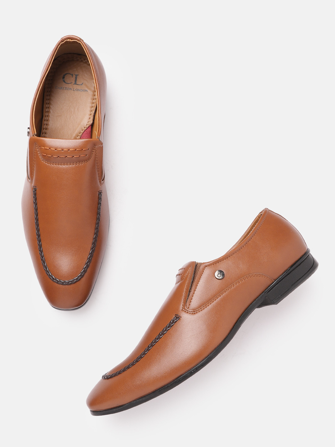 Buy Carlton London Men Tan Solid Formal Slip On Shoes - Formal Shoes ...