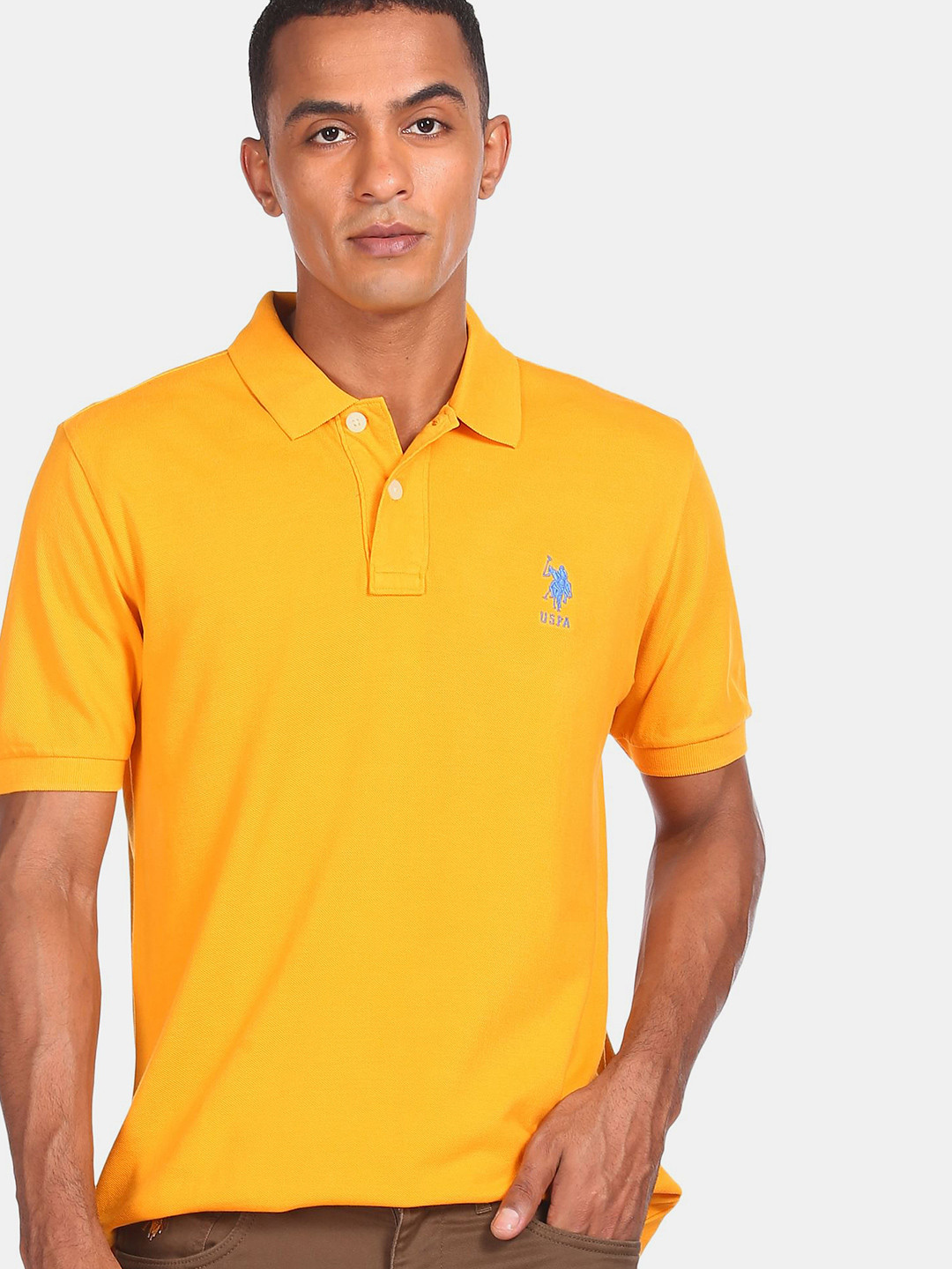 Buy U S Polo Assn Men Yellow Polo Collar T Shirt - Tshirts for Men ...