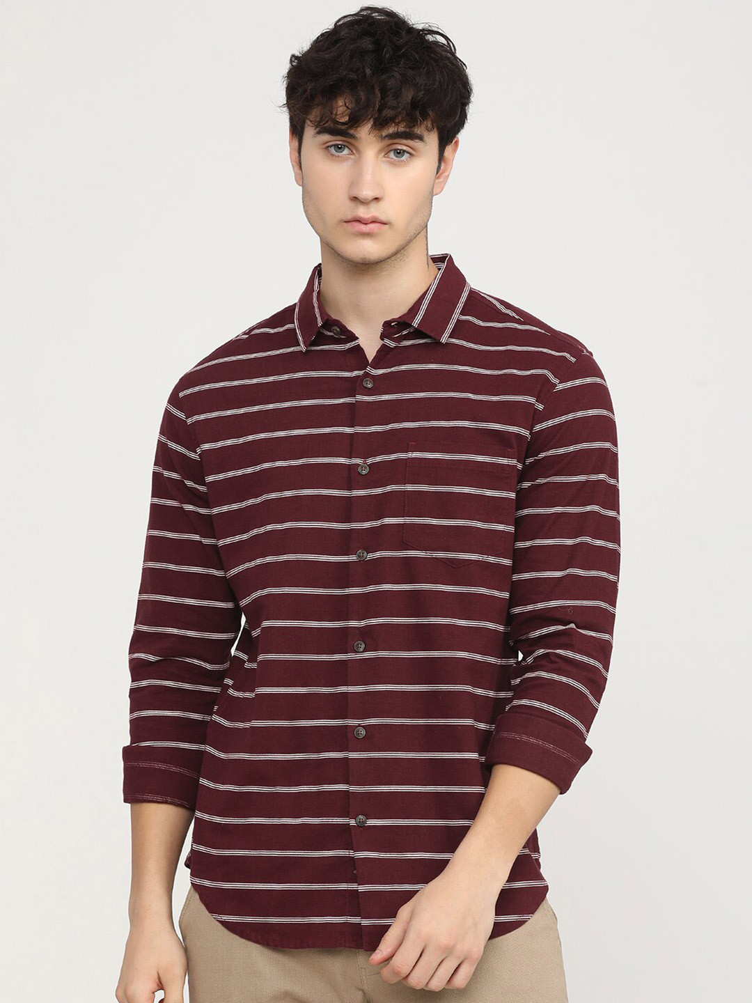 Buy KETCH Men Maroon Striped Casual Shirt - Shirts for Men 16023838 ...