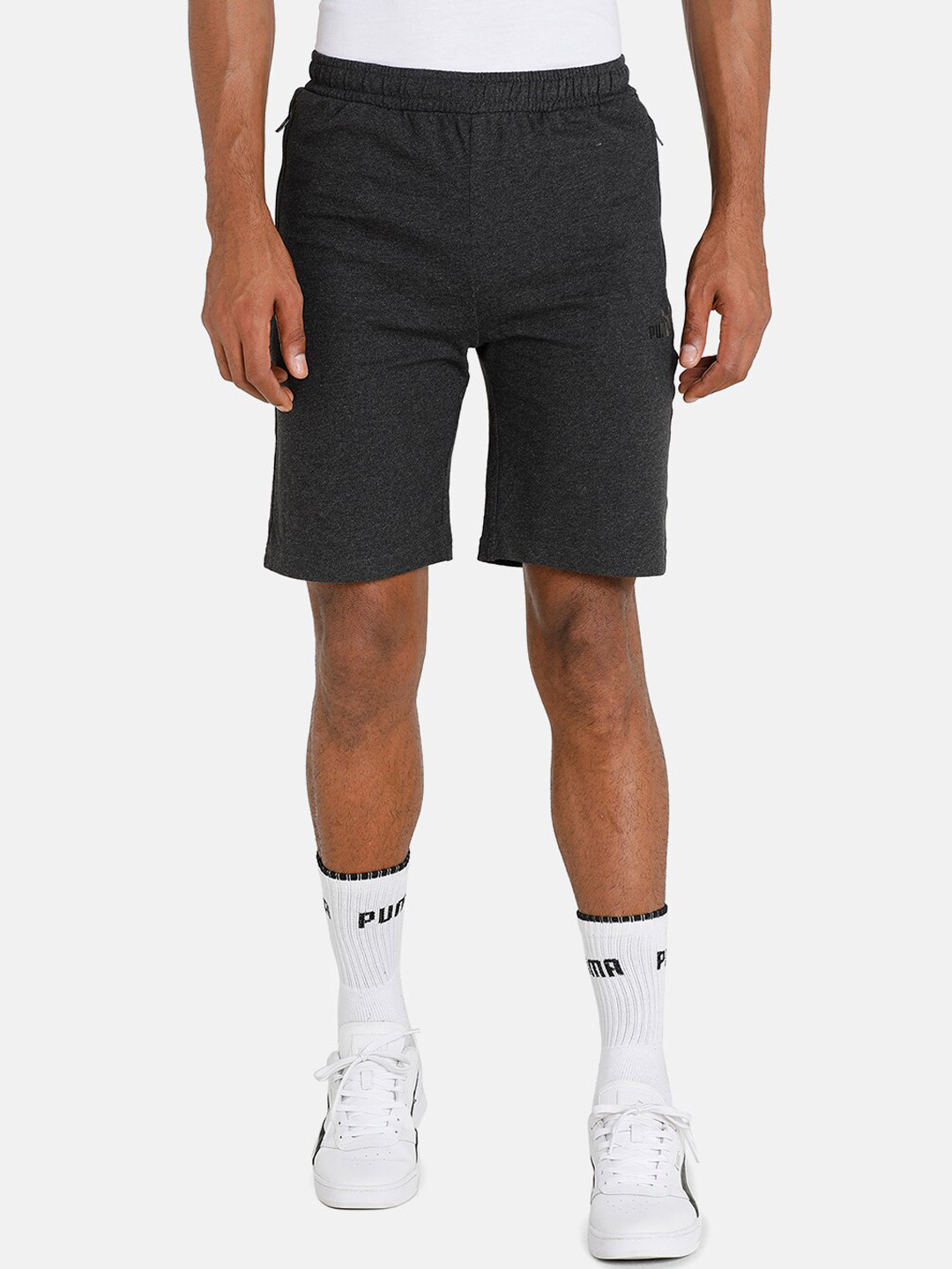Buy Puma Men Grey Melange Solid Zippered Shorts - Shorts for Men ...