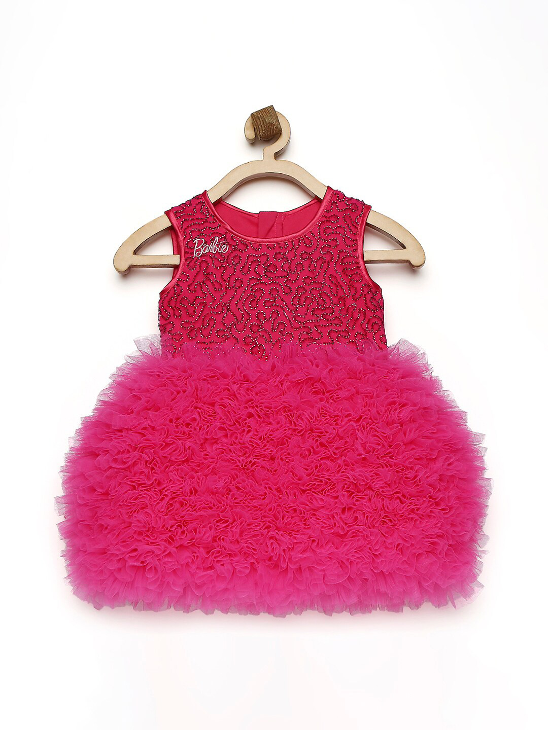 Buy Barbie By Many Frocks & Pink Embellished Embroidered Net Dress ...