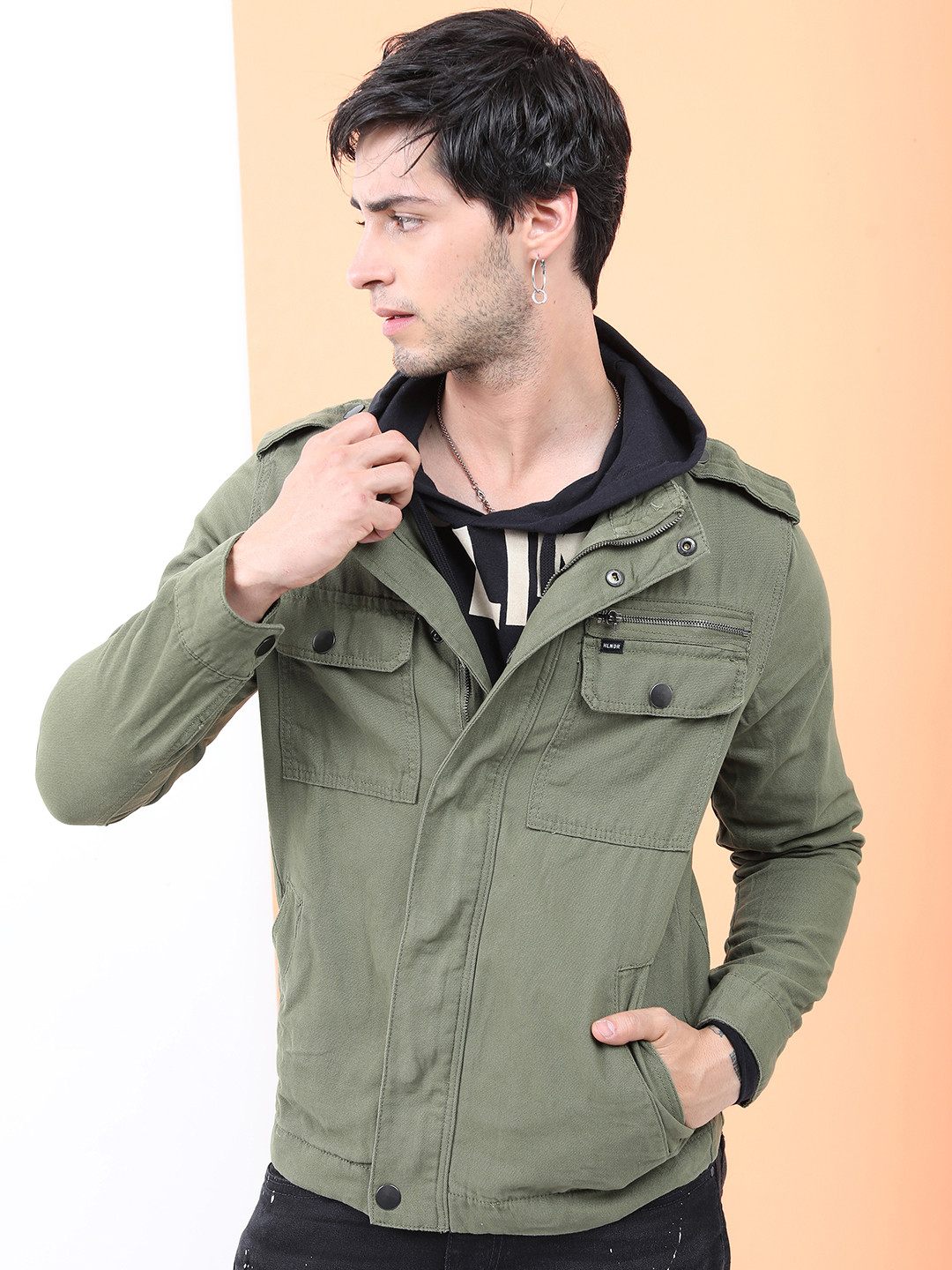 Buy HIGHLANDER Men Olive Green Capulet Denim Jacket - Jackets for Men ...
