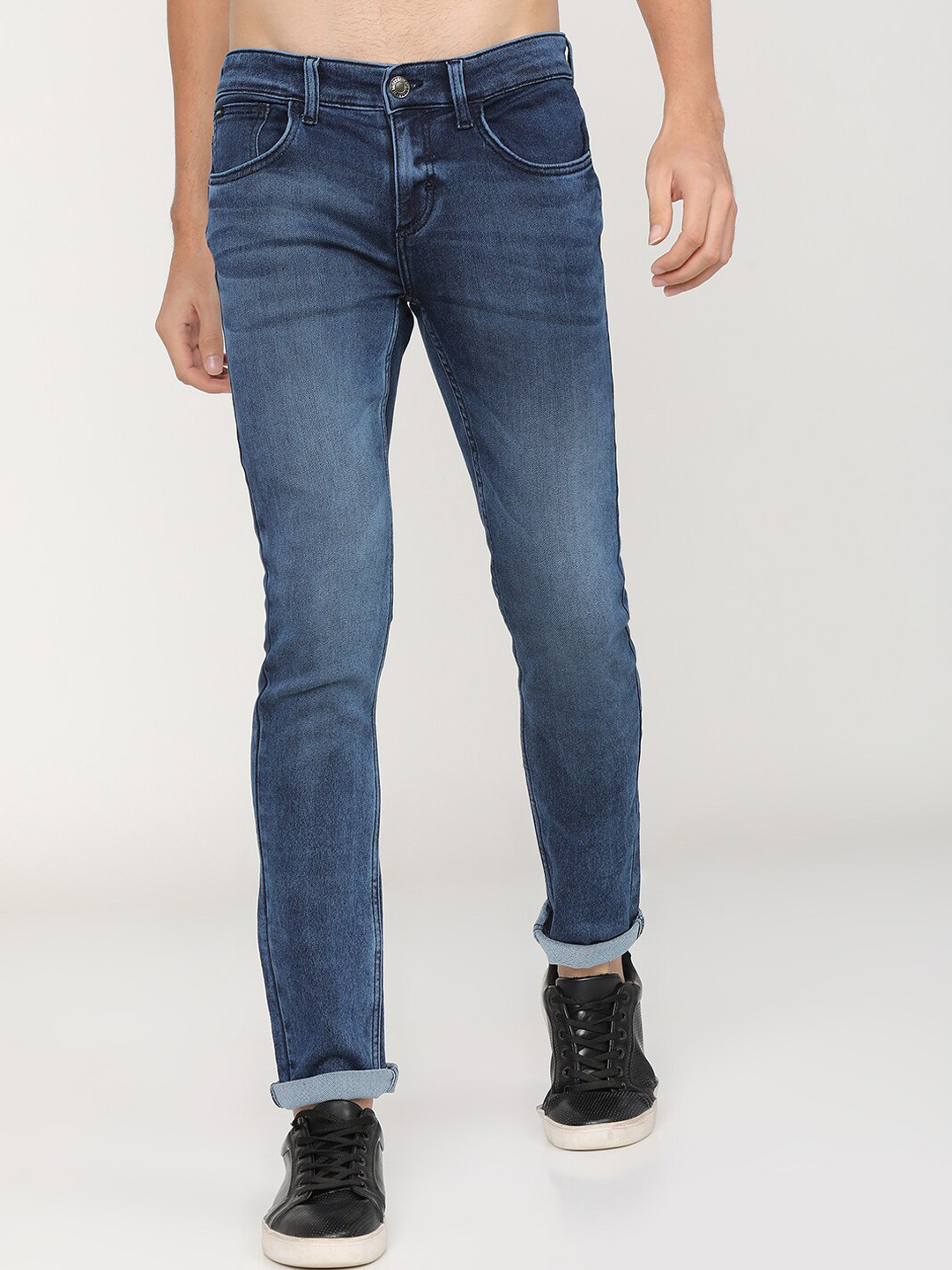 Buy HIGHLANDER Men Blue Slim Fit Heavy Fade Stretchable Jeans - Jeans ...