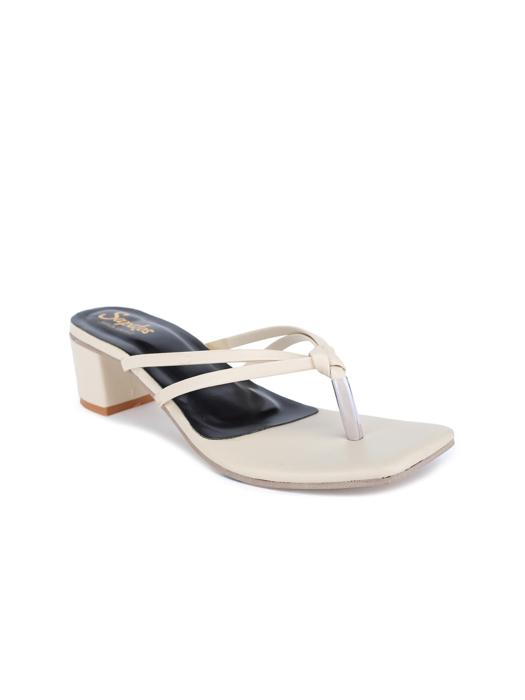 Buy SAPATOS Cream Coloured Block Sandals - Heels for Women 16037010 ...