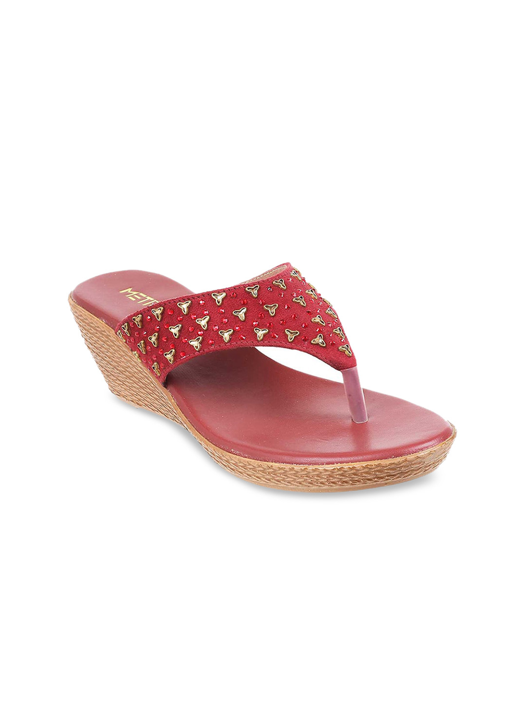 Buy Metro Maroon Wedge Sandals - Heels for Women 16038766 | Myntra