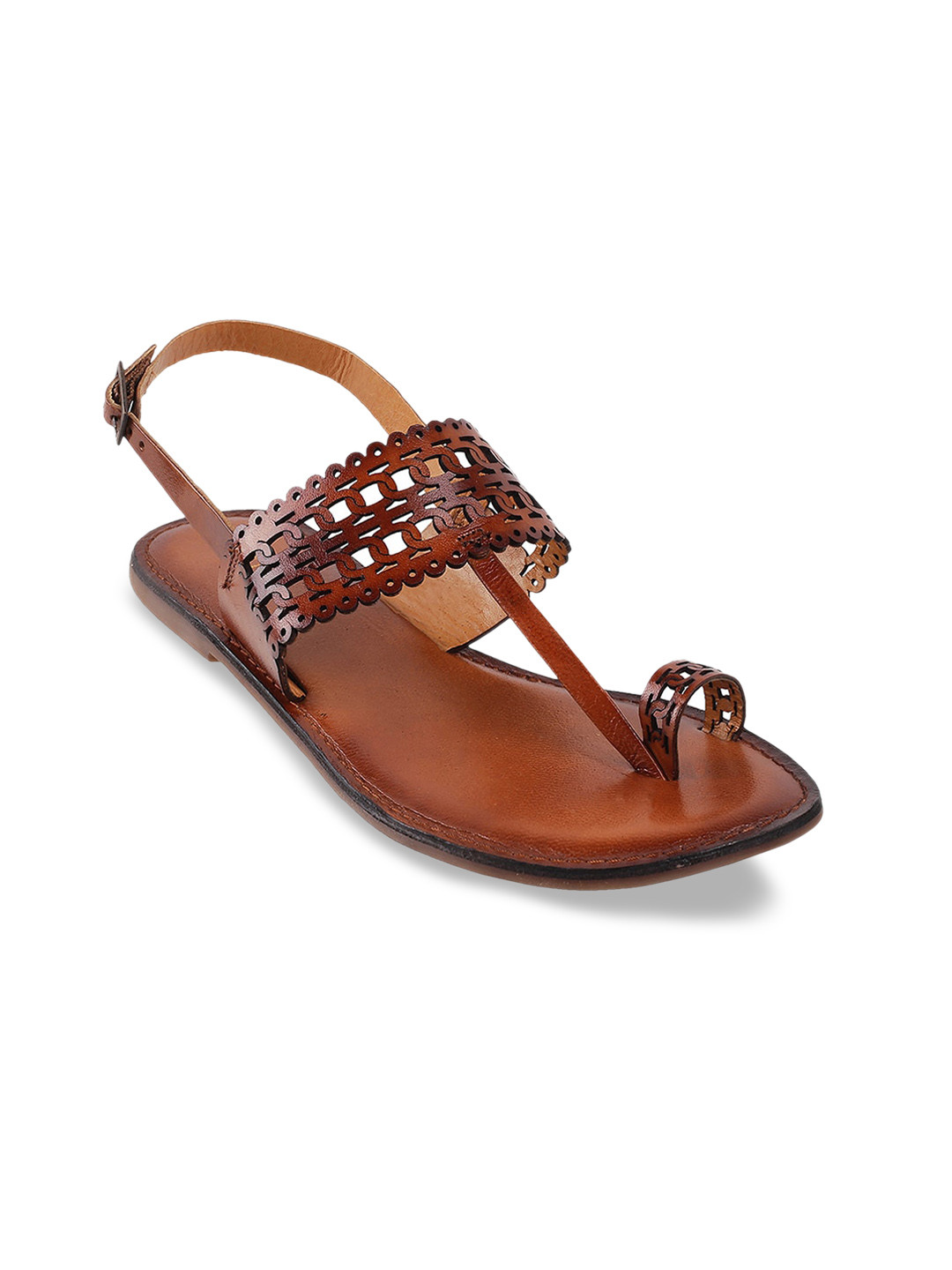 Buy Metro Women Tan One Toe Flats With Laser Cuts - Flats for Women ...