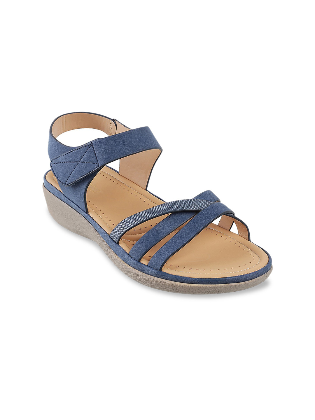 Buy Metro Blue Solid Wedge Sandals - Heels for Women 16038908 | Myntra