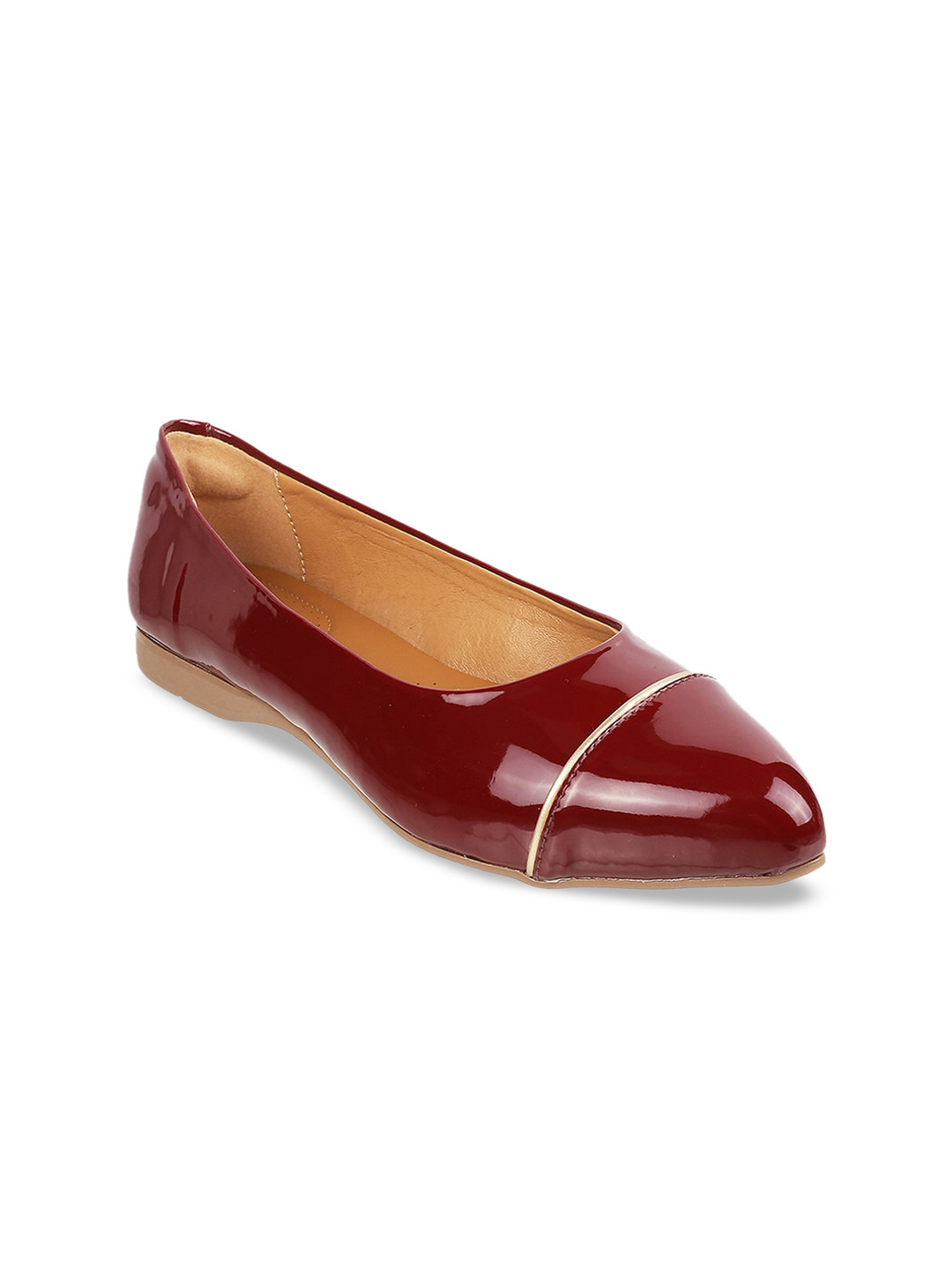 Buy Metro Women Maroon Solid Ballerinas Flats - Flats for Women ...