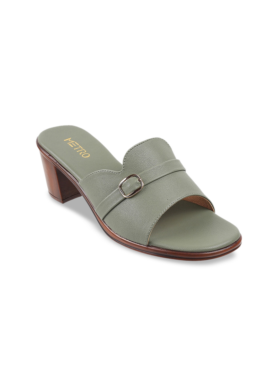 Buy Metro Green Block Mules - Heels for Women 16039000 | Myntra
