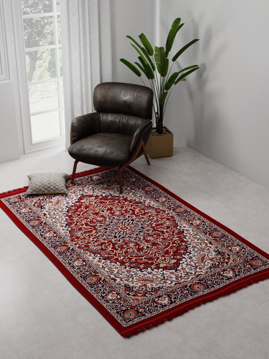 Buy Raymond Home Red & White Ethnic Motifs Polyester Carpet - Carpets ...