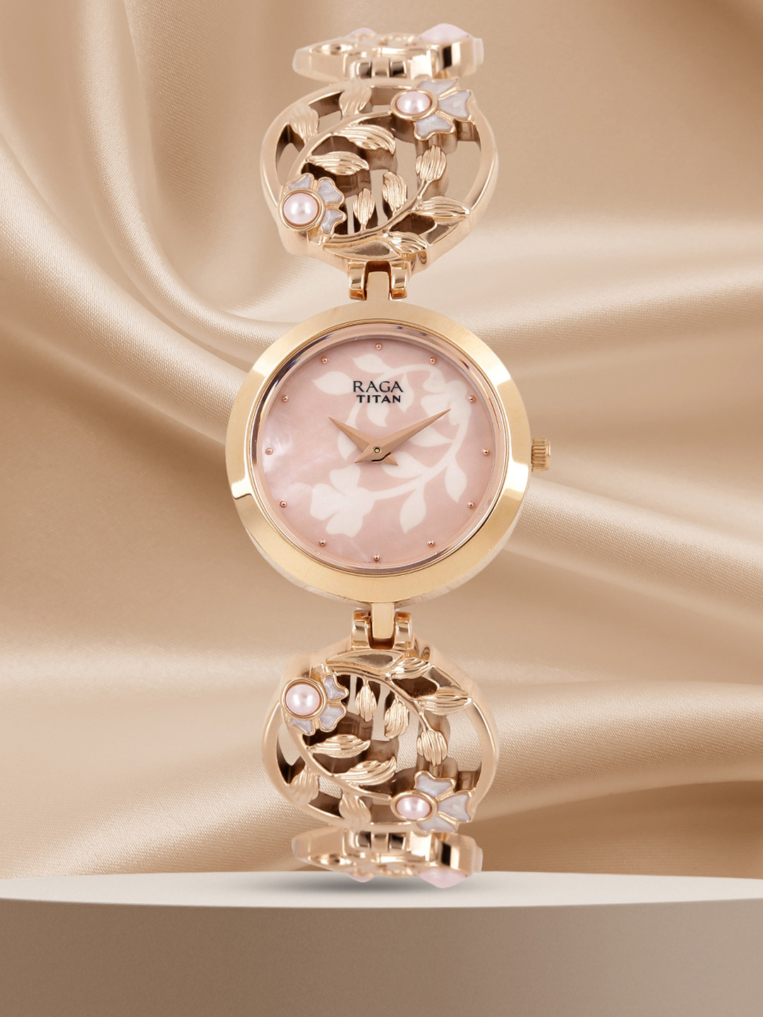 Buy Titan Raga Women Peach Coloured Mother Of Pearl Analogue Watch ...