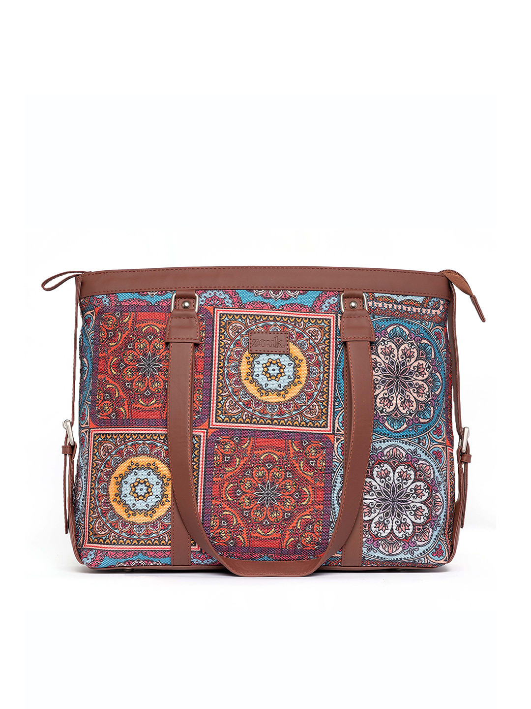 Buy ZOUK Brown Ethnic Motifs Printed Laptop Structured Shoulder Bag ...