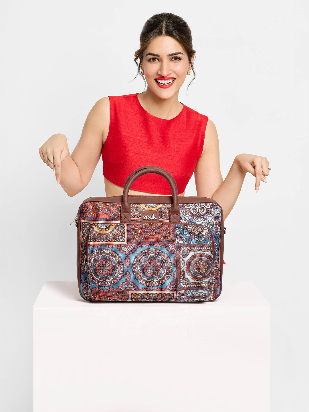 Buy ZOUK Adult Brown & Blue Mandala Printed Jute Laptop Bag - Laptop ...