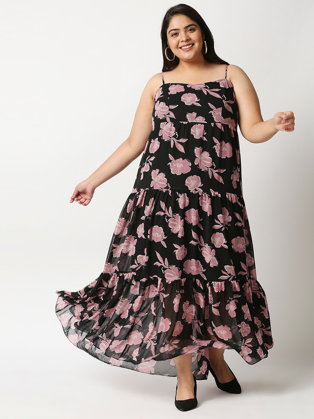 Buy 20Dresses Black & Pink Floral Georgette Maxi Dress - Dresses for ... Buy 20Dresses Black & Pink Floral Georgette Maxi Dress - Dresses for ...