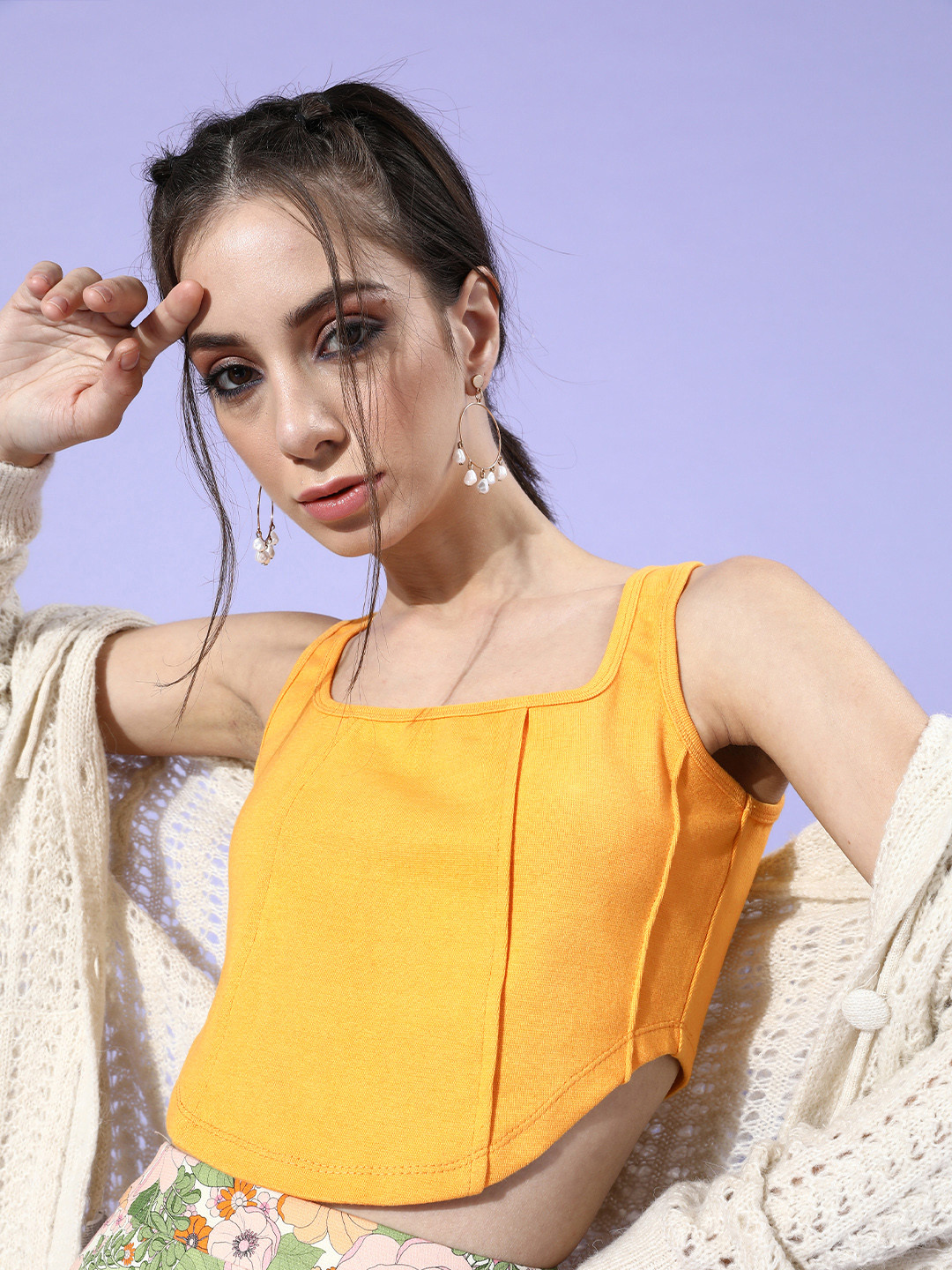 Buy STREET 9 Woman Bright Yellow Solid Cropped Top - Tops for Women ...