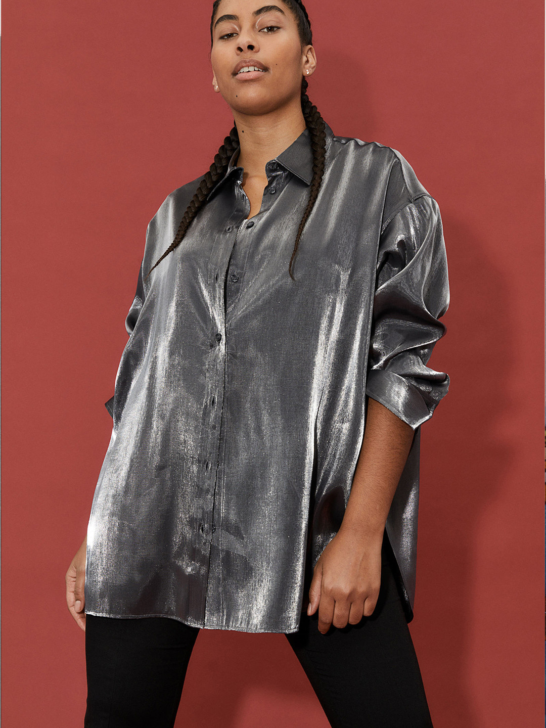 Buy H&M Women Grey Shimmering Blouse - Tops for Women 16046350 | Myntra