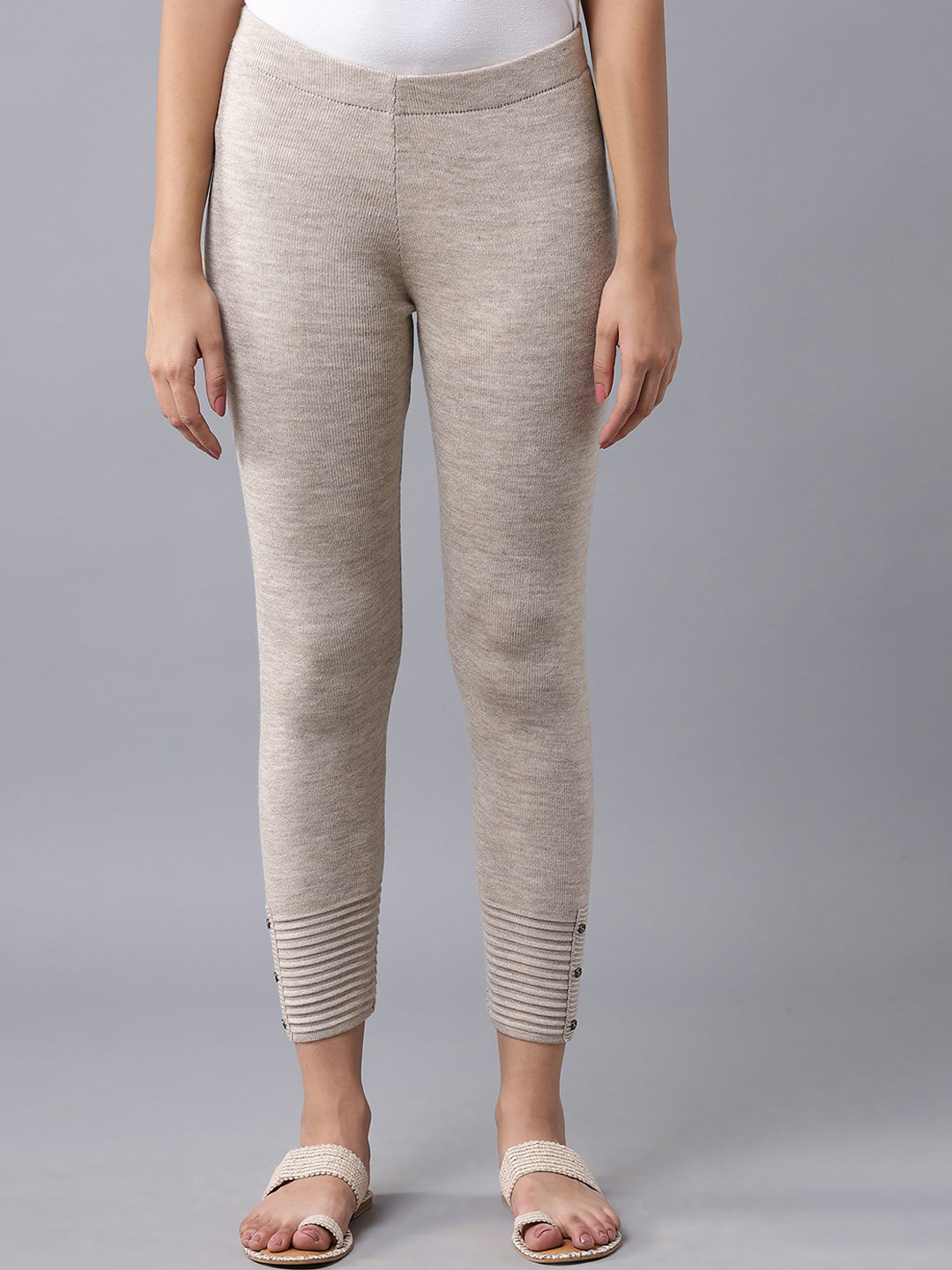 Buy W Women Beige Pleated Tights - Tights for Women 16046960 | Myntra