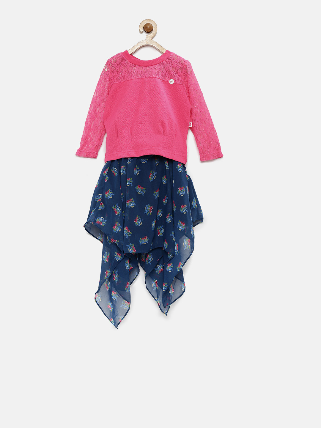 Buy Peppermint Girls Pink & Blue Floral Print Clothing Set - Clothing ...