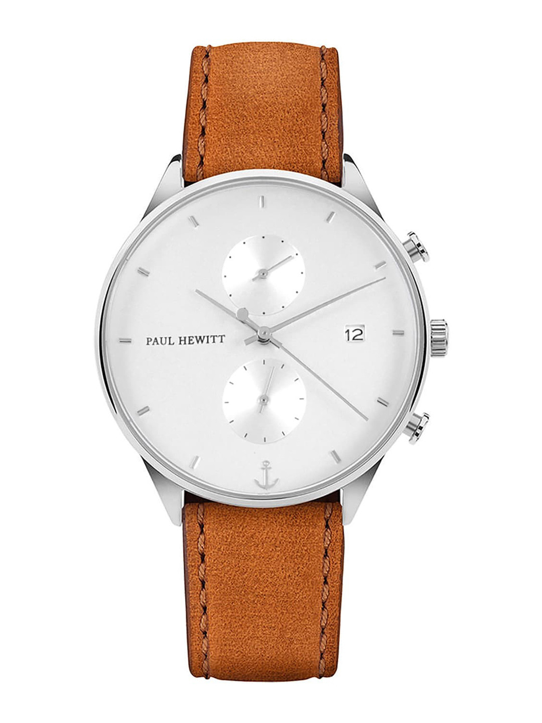 Buy PAUL HEWITT Men White Dial & Brown Leather Straps Analogue Watch PH ...