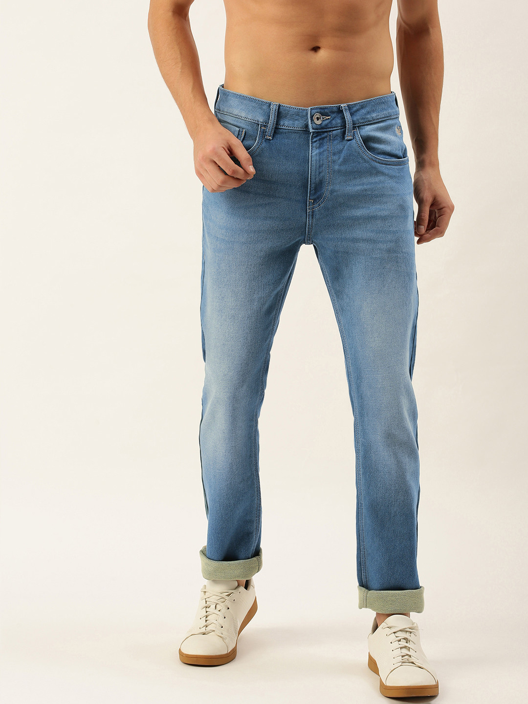 Buy Flying Machine Men Blue Slim Fit Heavy Fade Stretchable Jeans ...