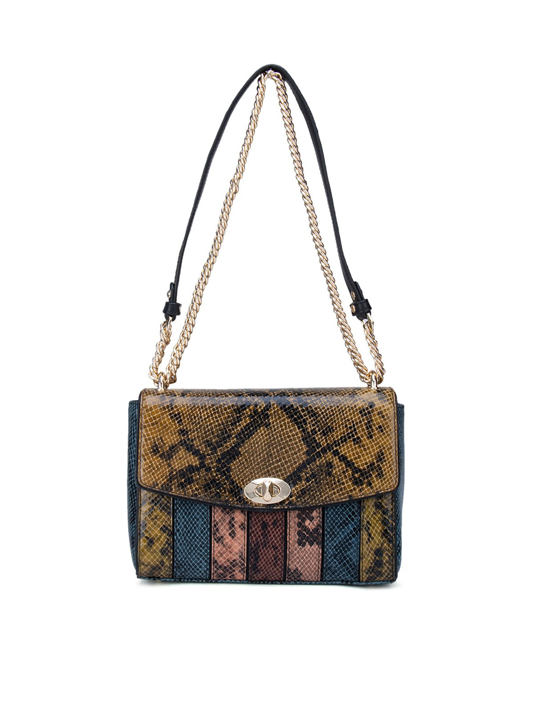 Buy Da Milano Mustard Textured Leather Structured Sling Bag - Handbags ...