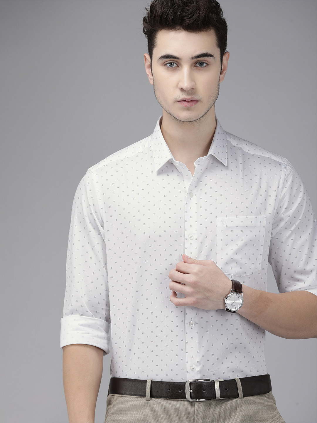 Buy Arrow Men White Slim Fit Printed Pure Cotton Formal Shirt - Shirts ...