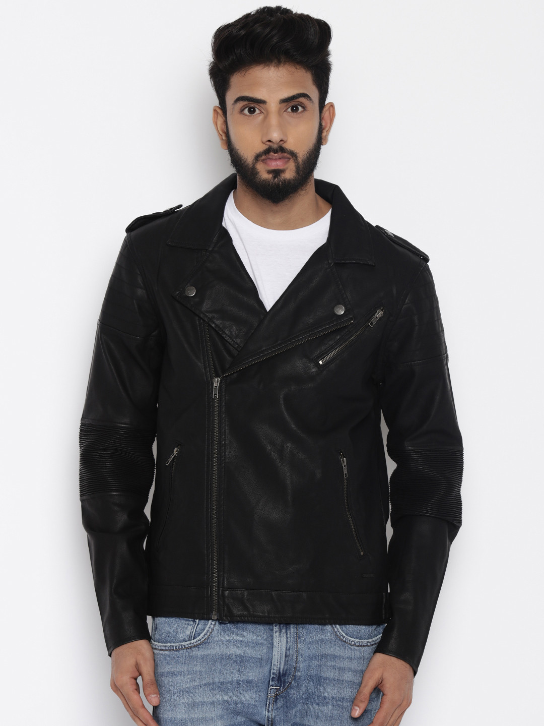 Buy Flying Machine Black Biker Jacket - Jackets for Men 1605512 | Myntra
