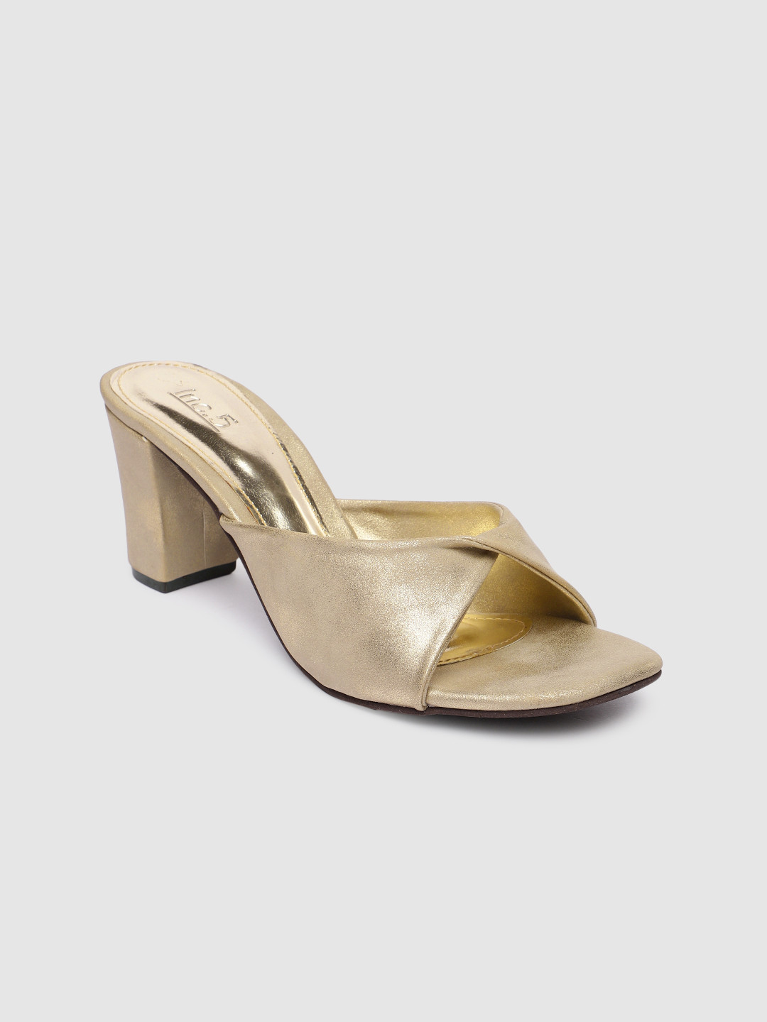 Buy Inc 5 Gold Toned Block Sandals - Heels for Women 16056478 | Myntra