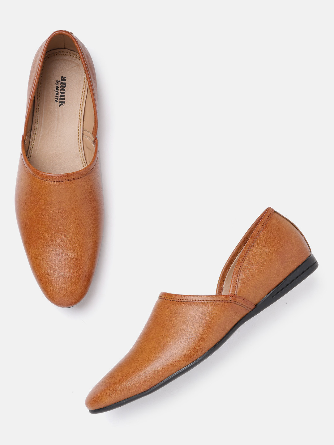 Buy Anouk Men Tan Brown Solid Ethnic Mojaris - Casual Shoes for Men ...