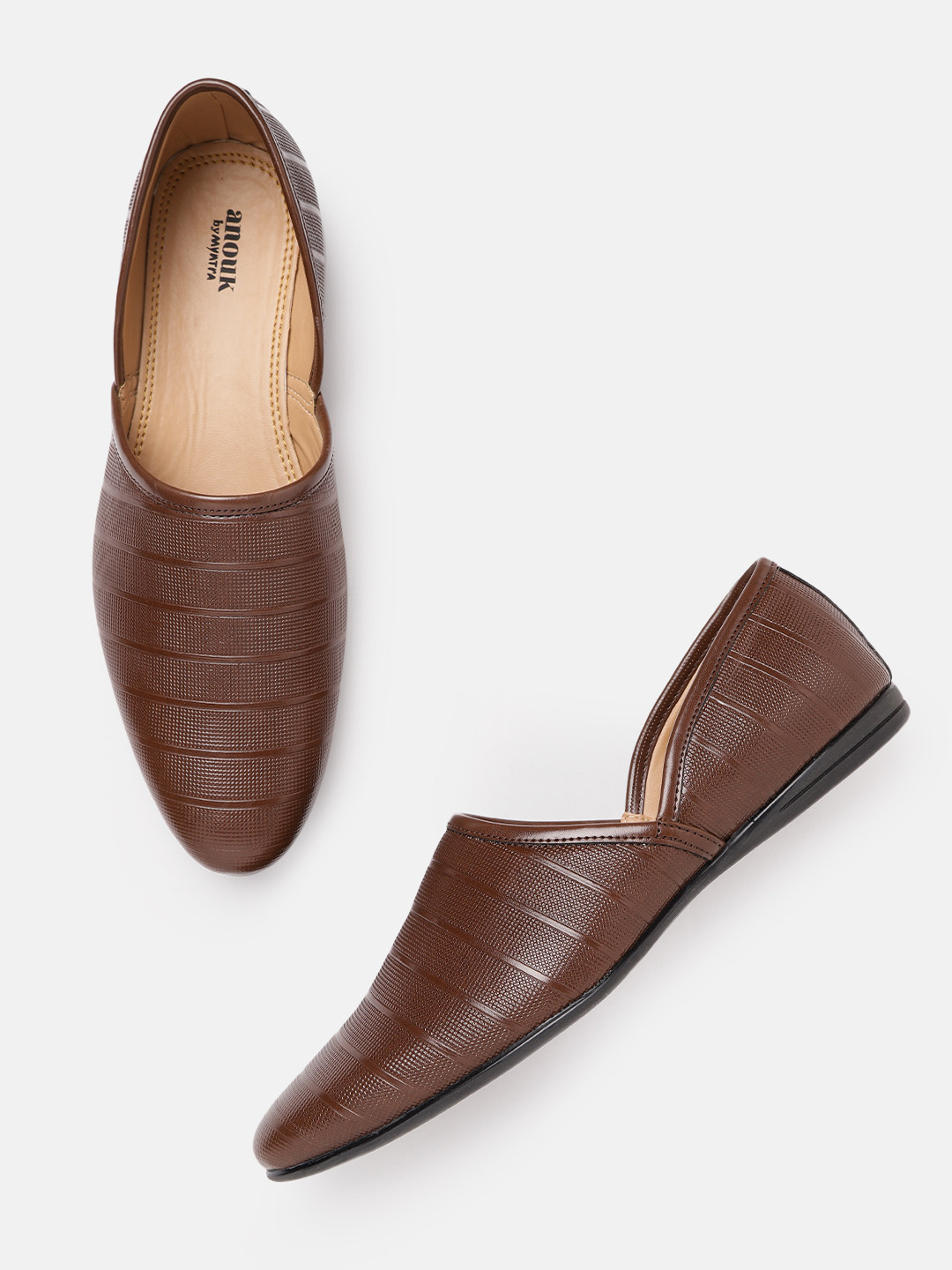 Buy Anouk Men Brown Textured Mojaris - Casual Shoes for Men 16057426 ...