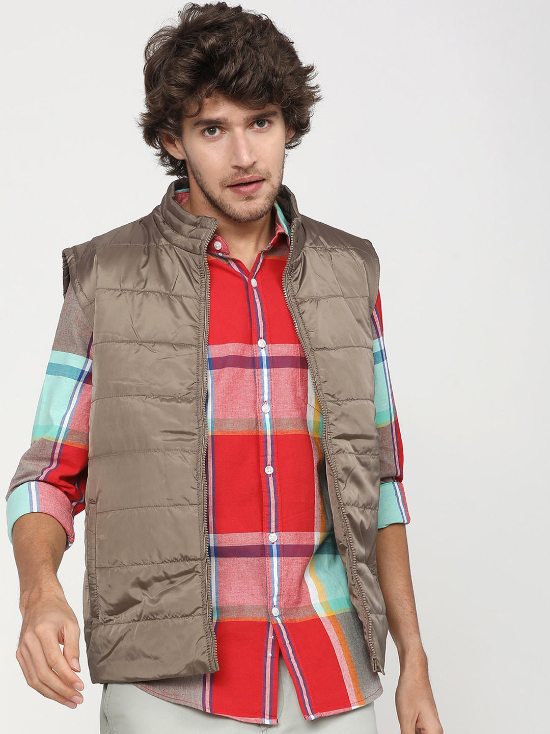 Buy HIGHLANDER Men Brown Checked Padded Jacket - Jackets for Men ...