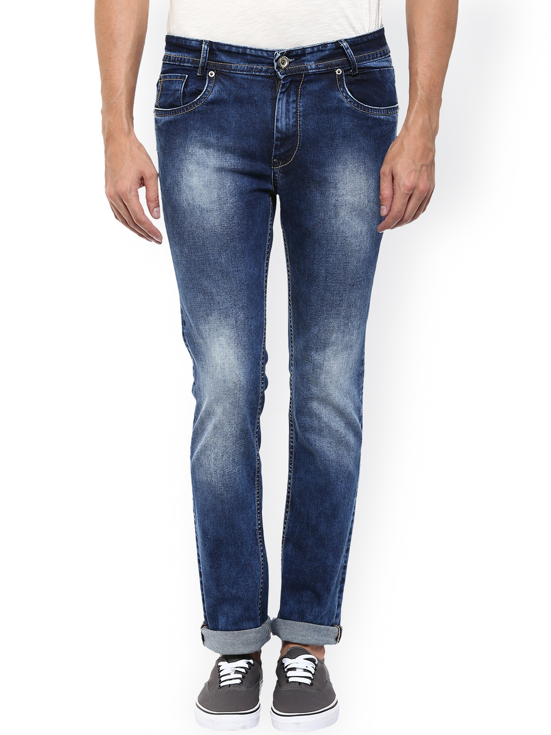 Buy Mufti Men Blue Straight Fit Stretchable Jeans - Jeans for Men ...