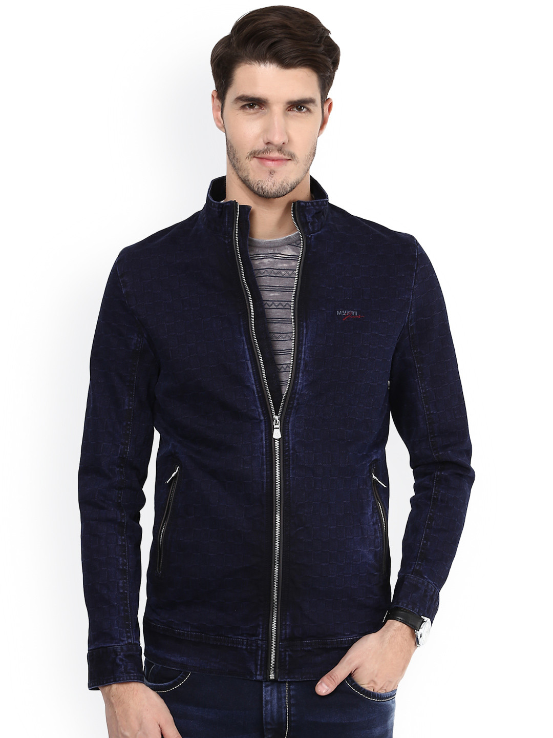 Buy Mufti Blue Denim Jacket - Jackets for Men 1606192 | Myntra