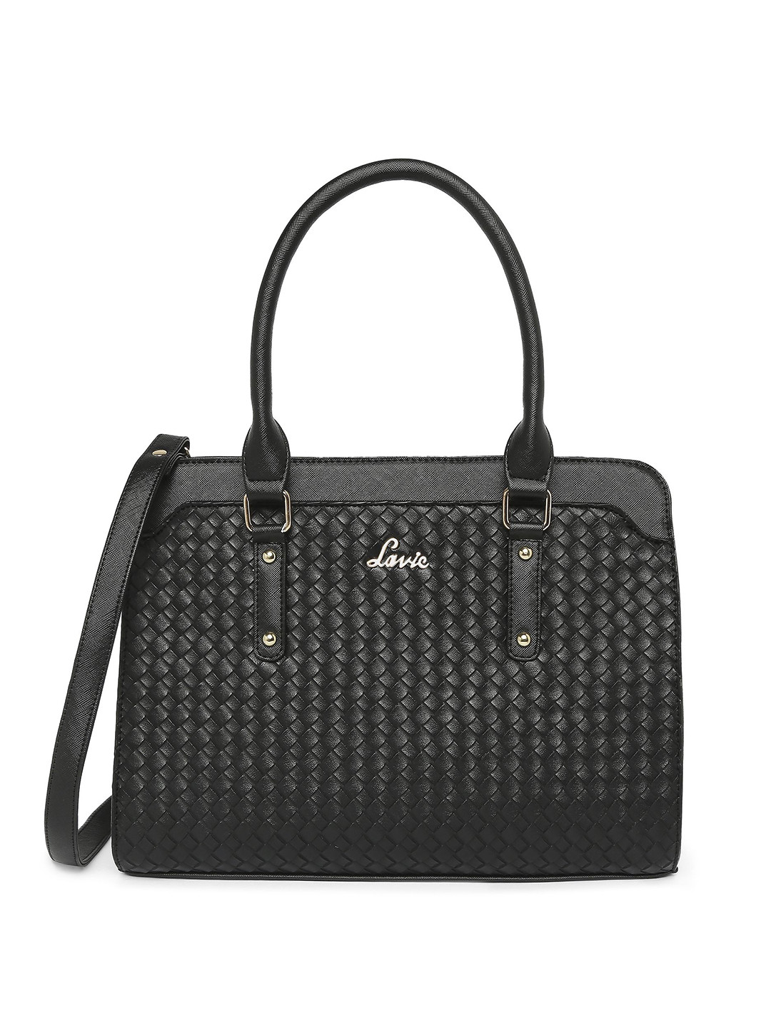 Buy Lavie Black Textured Structured Handheld Bag With Quilted ...