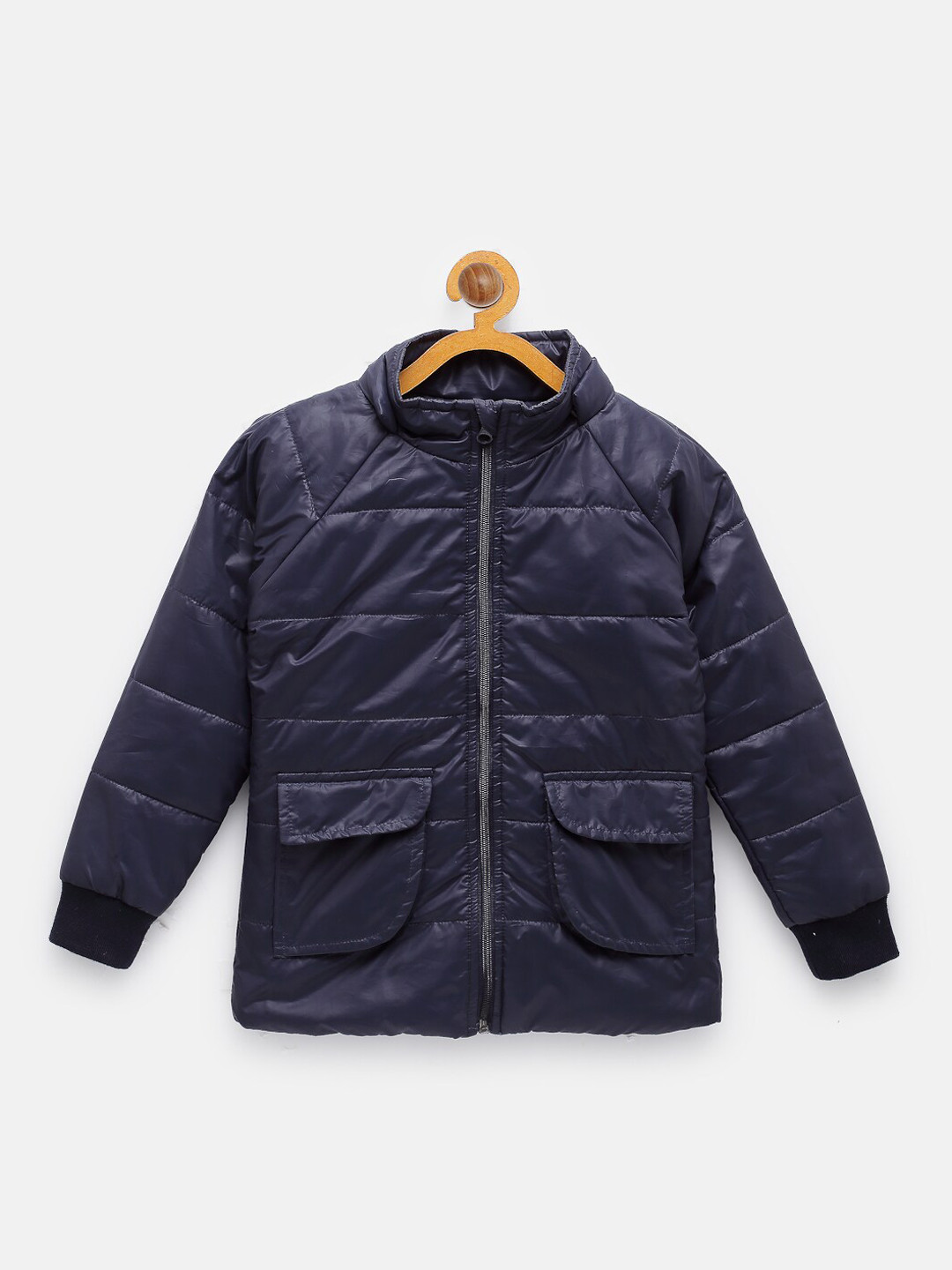 Buy NYNSH Girls Navy Blue Geometric Puffer Jacket - Jackets for Girls ...