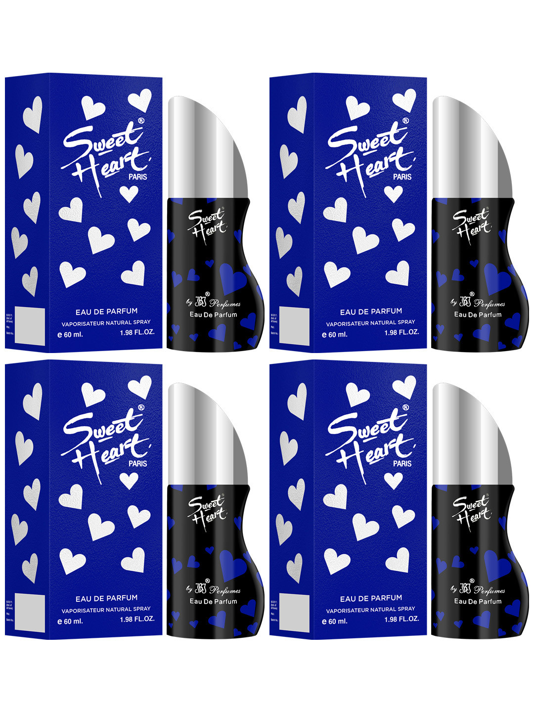 Buy Sweetheart Set Of 4 Blue Long Lasting Imported Eau De Perfume 60 Ml ...